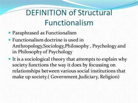 Structural Functionalism Community Psychology Social Institution