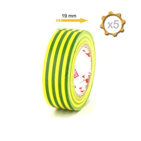 Lot de 5 rubans adhésifs électriques SCAPA PVC 19mm 2702 19 jaune et vert Cdiscount