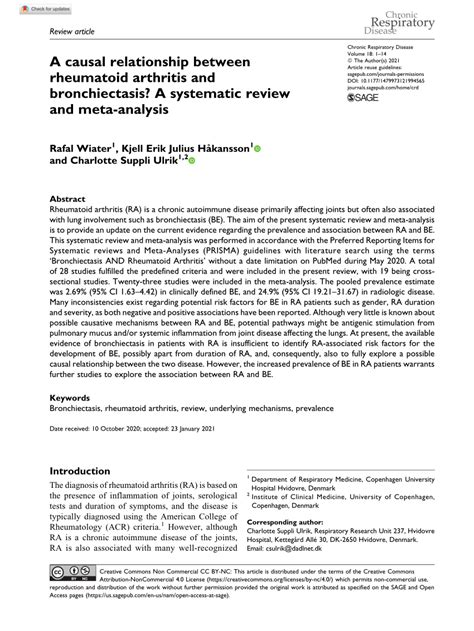 Pdf A Causal Relationship Between Rheumatoid Arthritis And