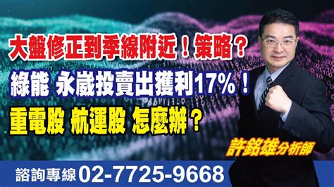理周tv 20240722盤後 許銘雄【股市雄麻吉】／大盤修正到季線附近！策略 綠能 3712永崴投賣出獲利17重電股 航運股 怎麼辦