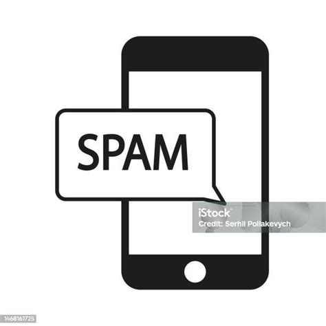 전화 아이콘 스팸이 있는 선형 배너입니다 문자 메시지 벡터 그림입니다 그림자에 대한 스톡 벡터 아트 및 기타 이미지 그림자