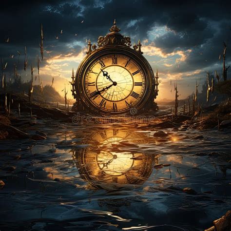 Artistic Representation Of The Passage Of Time And Clock Stock