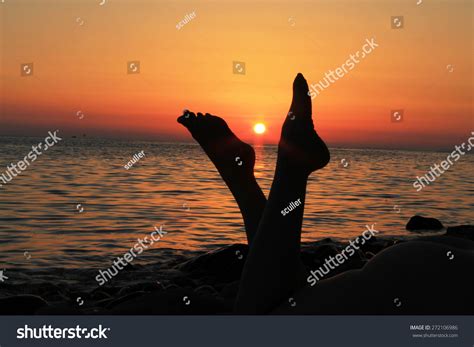 Naked Woman Legs Evening Beach On Stock Photo Shutterstock