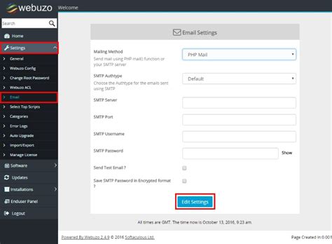 Email Settings Webuzo