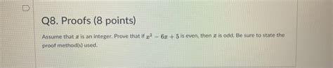 solved q8 proofs 8 points assume that is an integer