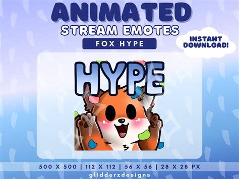 Hype Animated Twitch Emote Animated Hype Emote Orange Fox Etsy