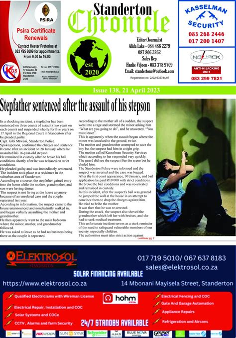 Issue 138 21 April 2023 Standerton Chronicle