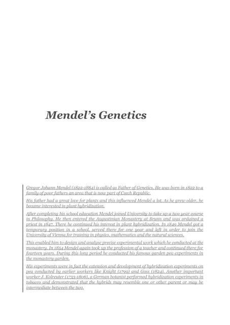 Classical Mendelian Genetics Pptpptx