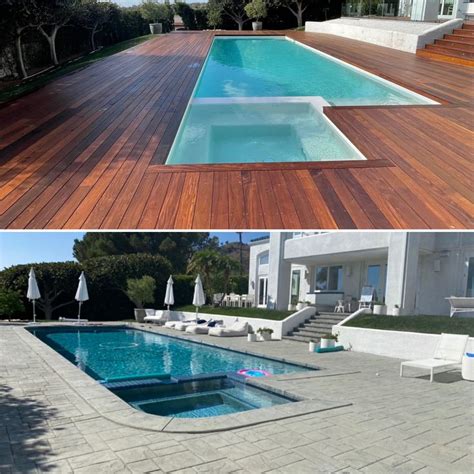 Before And After Pool With Zero Edge Ipe Deck