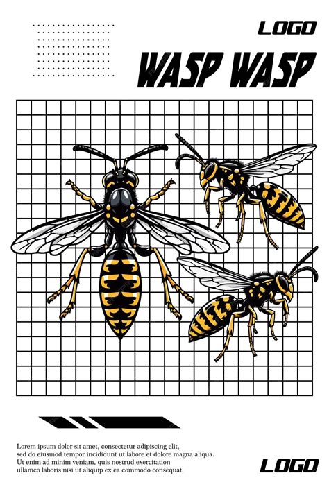 Premium Vector Wasp Vector Brutalism Style