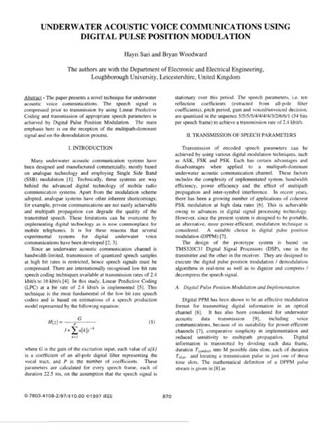 underwater acoustic voice communications using pdf modulation