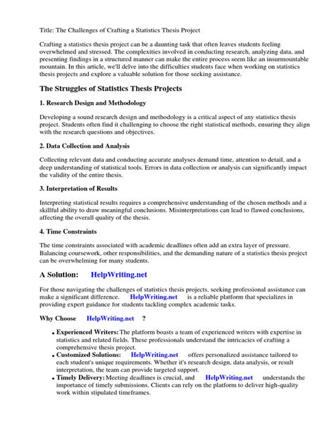 Statistics Thesis Projects Download Free Pdf Statistics Methodology