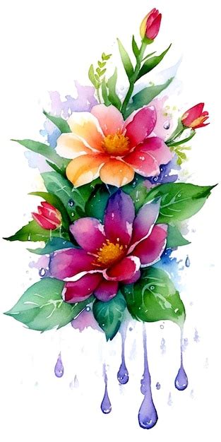 Premium Ai Image Watercolor Flower Sneaks Rain Template Design