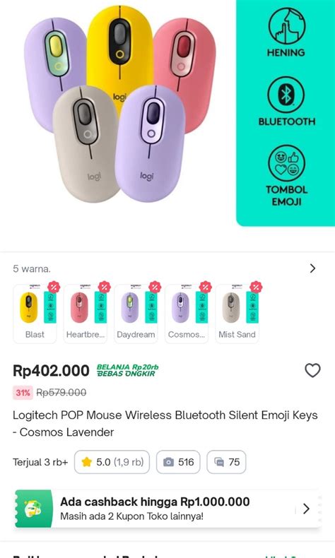 Logitec Pop Mouse Wireless Bluetooth Daydream Elektronik Bagian Komputer And Aksesoris Di