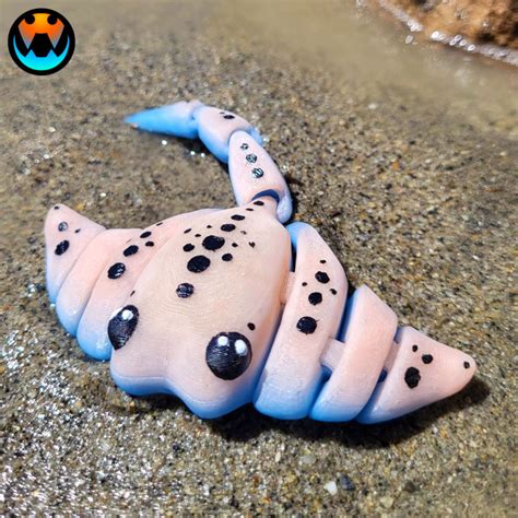 3d Printable Articulated Stringray And Stand By Cinderwing3d