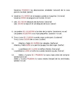 Reflexive V Non Reflexive Verbs Quick Practice By Kunal Patel TPT