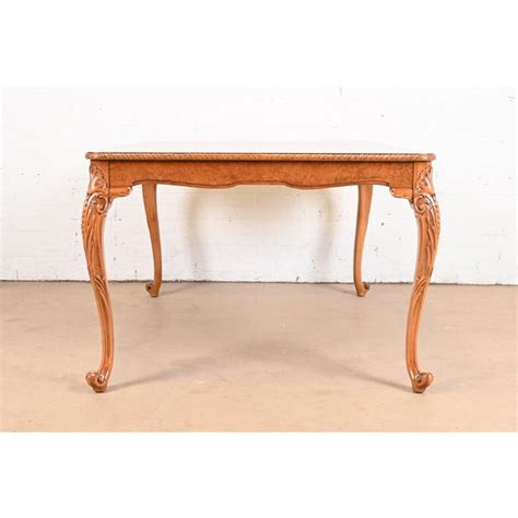 Romweber French Provincial Louis Xv Burl Wood Extension Dining Table