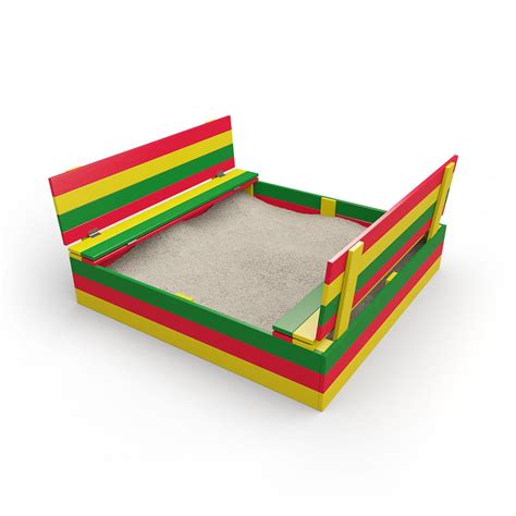 Песочница из архангельской сосны цветная с двумя лавочками 1 2х1 2 Юндета