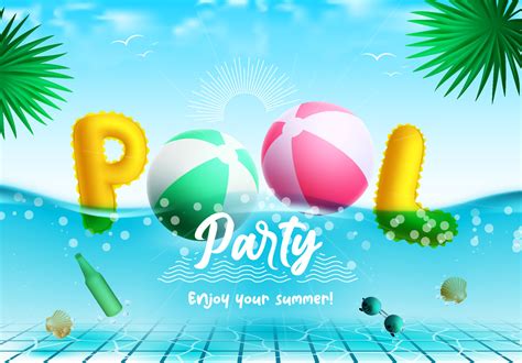 Summer Party Vector Concept Design Pool Party Typography Creative Text