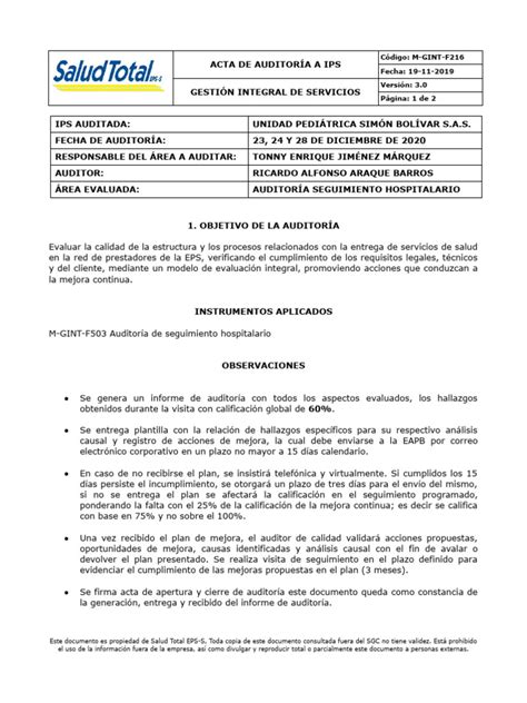 M Gint F216 Acta Seguimiento Hospitalario A Unidad Pediátrica Simón