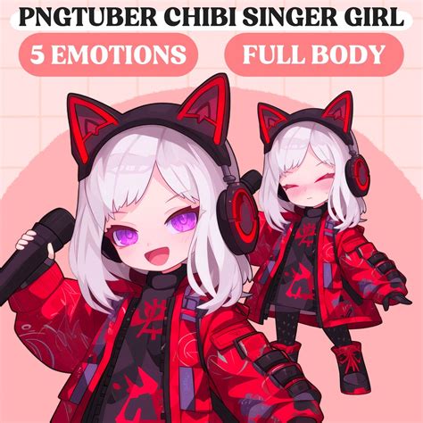 Pngtuber Model Cute Chibi Singer Girl Pngtuber Premade Model Chibi