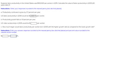 solved suppose labor productivity in the united states was