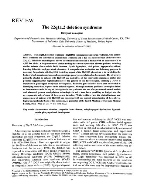 Review The 22q11 2 Deletion Syndrome Docslib
