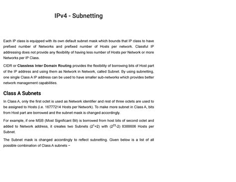 IPv4 Subnetting IPv4 Subnetting Each IP Class Is Equipped With