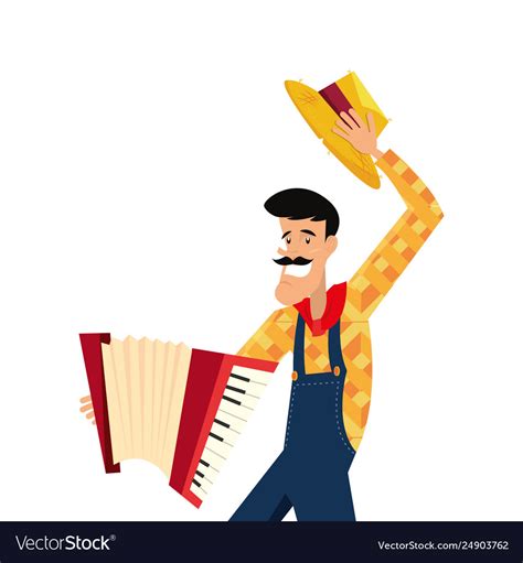 Man With Accordion Instrument Music Royalty Free Vector
