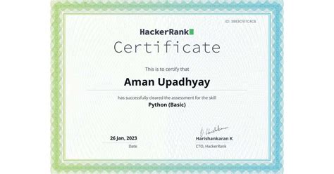 aman upadhyay on linkedin hackerrank skill certificate
