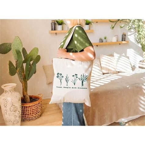 Treat People With Kindness Tote Bag Aesthetic Tote Bagflora Inspire