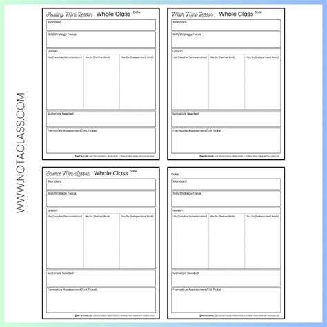 Whole Class Mini Lesson Templates And Small Group Intervention Tracker