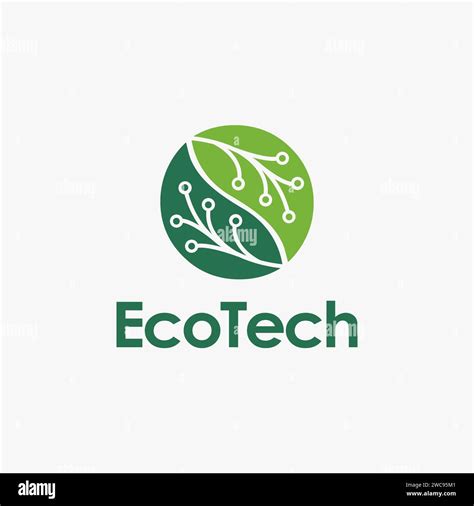 Basic Leaf Shape With Circuit Technology Logo Simple Modern Eco Tech