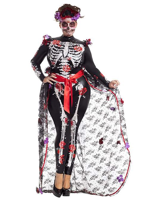 Plus Size Day Of The Dead Rosas Womens Costume
