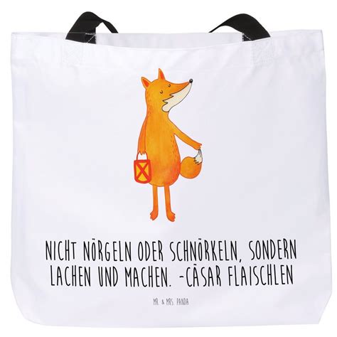 Mr And Mrs Panda Shopper Fuchs Laterne Weiß Geschenk Schultasche