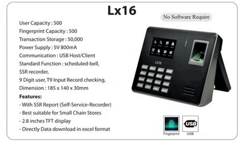 Essl Lx 16 Biometric Fingerprint Based Time And Attendance System Machine