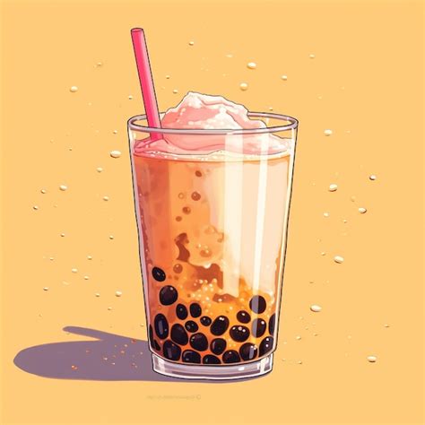 Premium Photo Cute Bubble Milk Tea Illustration