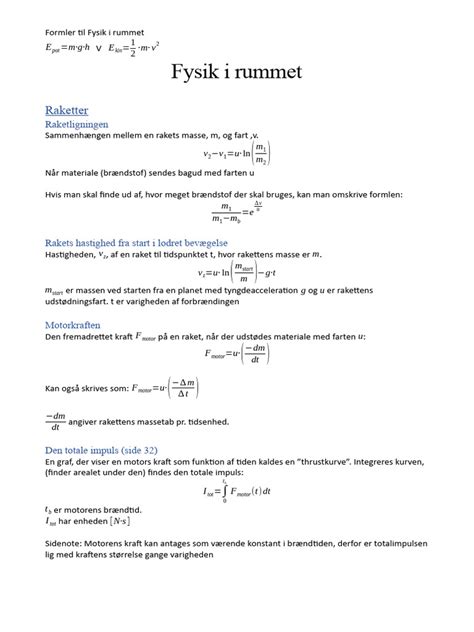 Fysik I Rummet Formler Pdf