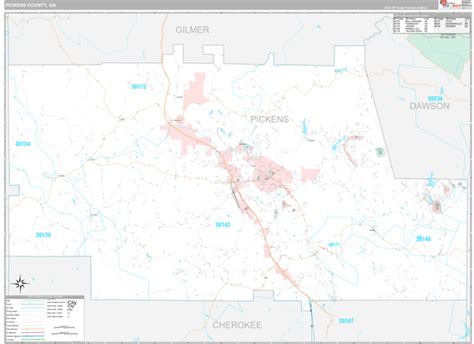 Pickens County Ga Wall Map Premium Style By Marketmaps Mapsales