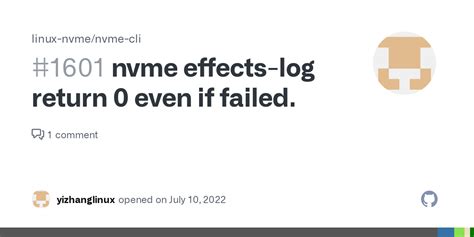 Nvme Effects Log Return Even If Failed Issue Linux Nvme Nvme Cli GitHub