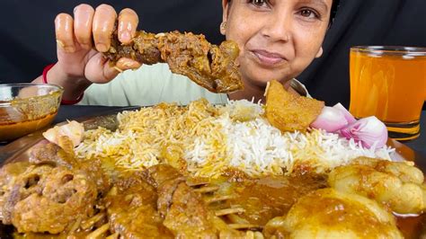 Spicy Mutton Fat Curry And Spicy Mutton Tangdi Extra Gravy Rice Asmr