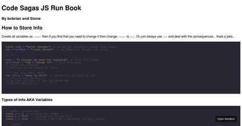 Js Run Book Codesandbox