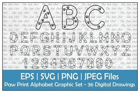 Paw Print Letter Outline Design Alphabet And Number Clipart
