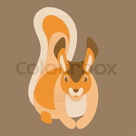 Squirrel Vector Illustration Flat Style Front View Stock Vector