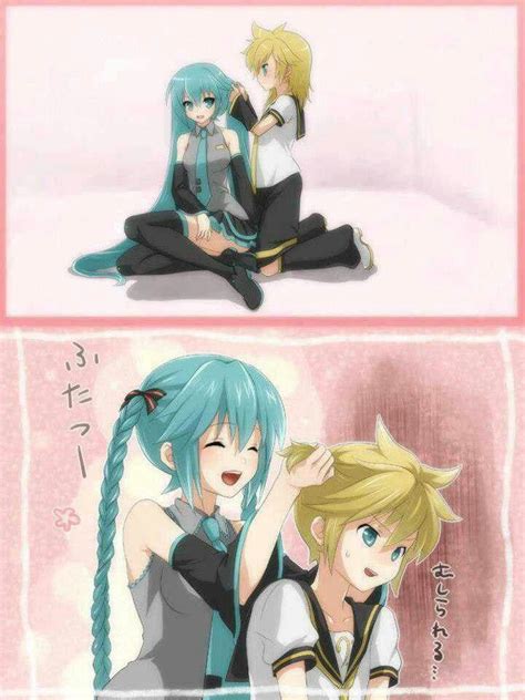 Miku X Len Animasi Ilustrasi Gambar