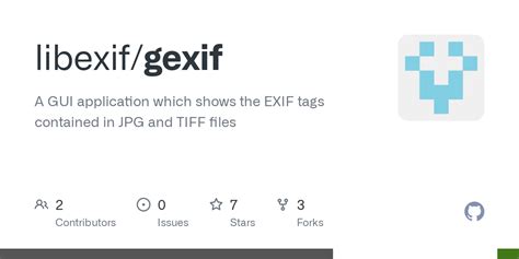 Github Libexifgexif A Gui Application Which Shows The Exif Tags Contained In  And Tiff Files