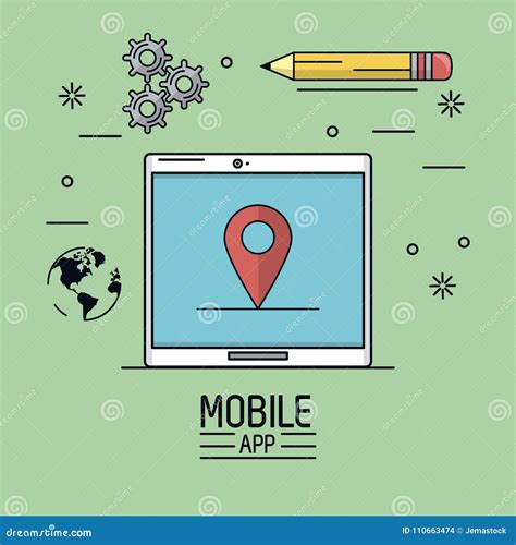 Green Background Poster Of Mobile App With Tablet Device With Map