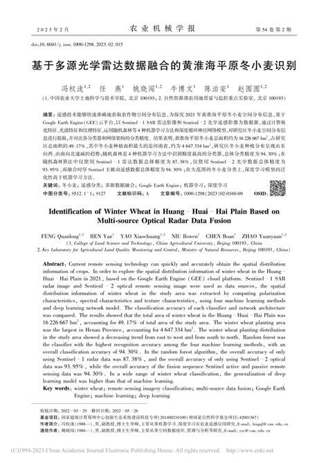 Pdf Identification Of Winter Wheat In Huang Huai Hai Plain Based On