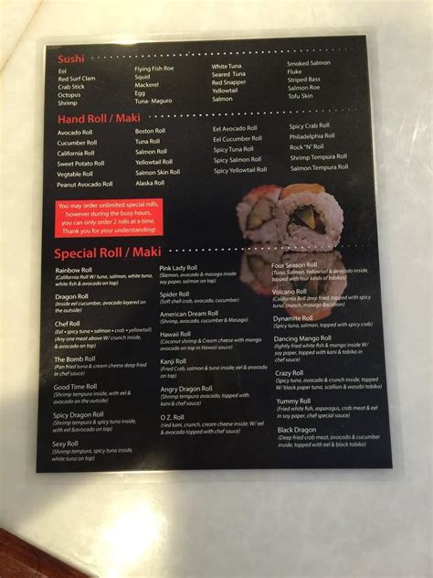 Menu At Koto Japanese Steakhouse Salisbury