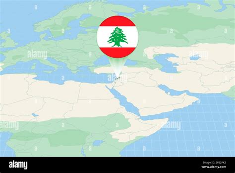 Map Illustration Of Lebanon With The Flag Cartographic Illustration Of